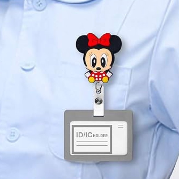 Disney | Accessories | Minnie Mouse Badge Reel Red Bow | Poshmark